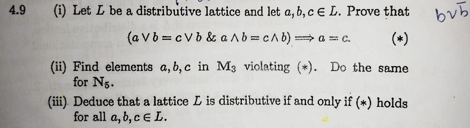 Solved 4.9 (i) ﻿Let L be ﻿a distributive lattice and let | Chegg.com