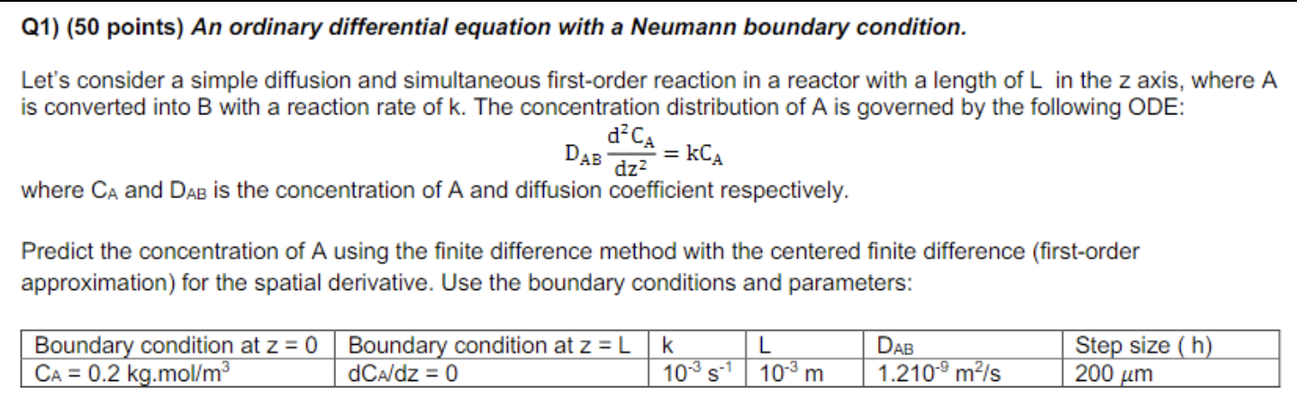 An ordinary differential equation with a Neumann | Chegg.com