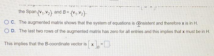 Solved Let H= Span {v1,v2} and B={v1,v2}. Show that x is in | Chegg.com