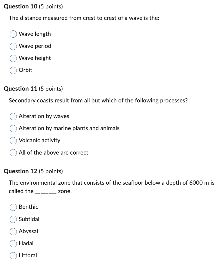 Solved Question 10 (5 ﻿points)The distance measured from | Chegg.com