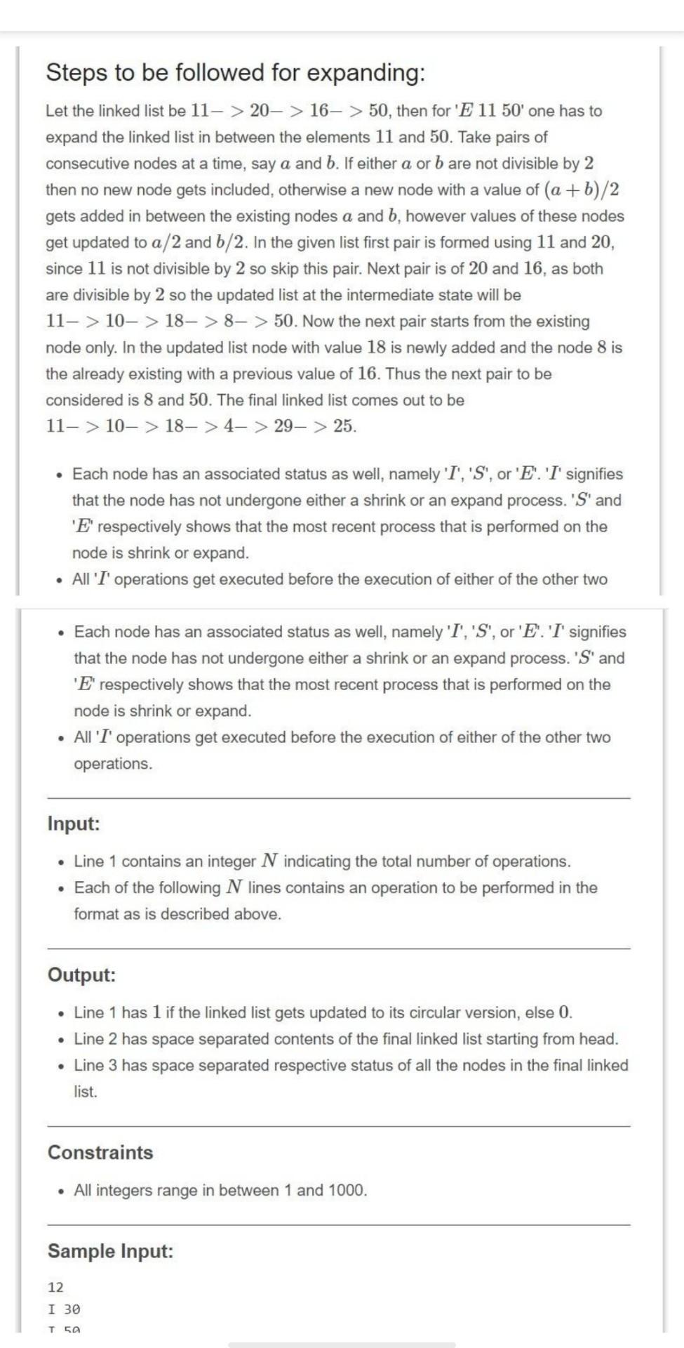 Solved Shrink and Expand Linked List Problem Code: * | Chegg.com