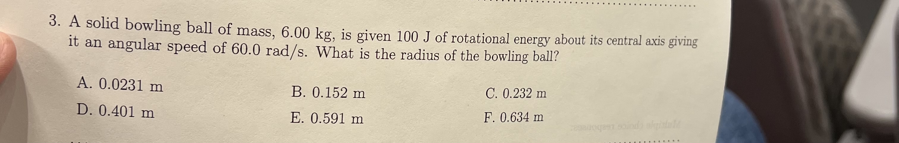 Solved A solid bowling ball of mass, 6.00kg, ﻿is given 100J | Chegg.com
