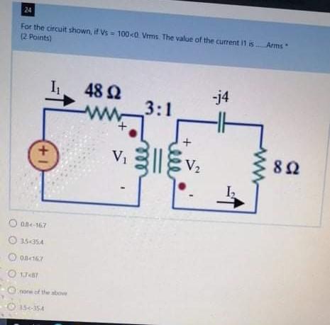 Solved 24 For the circuit shown, if Vs = 1000 Vrms. The | Chegg.com