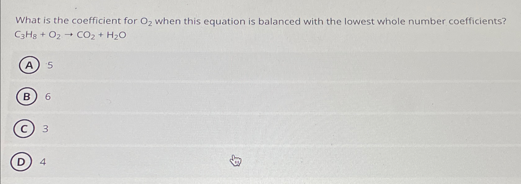 Solved What is the coefficient for O2 ﻿when this equation is | Chegg.com