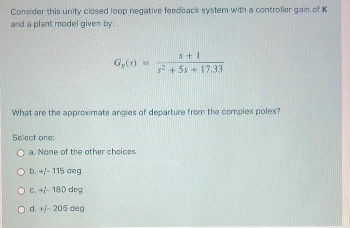 Solved Consider this unity closed loop negative feedback | Chegg.com