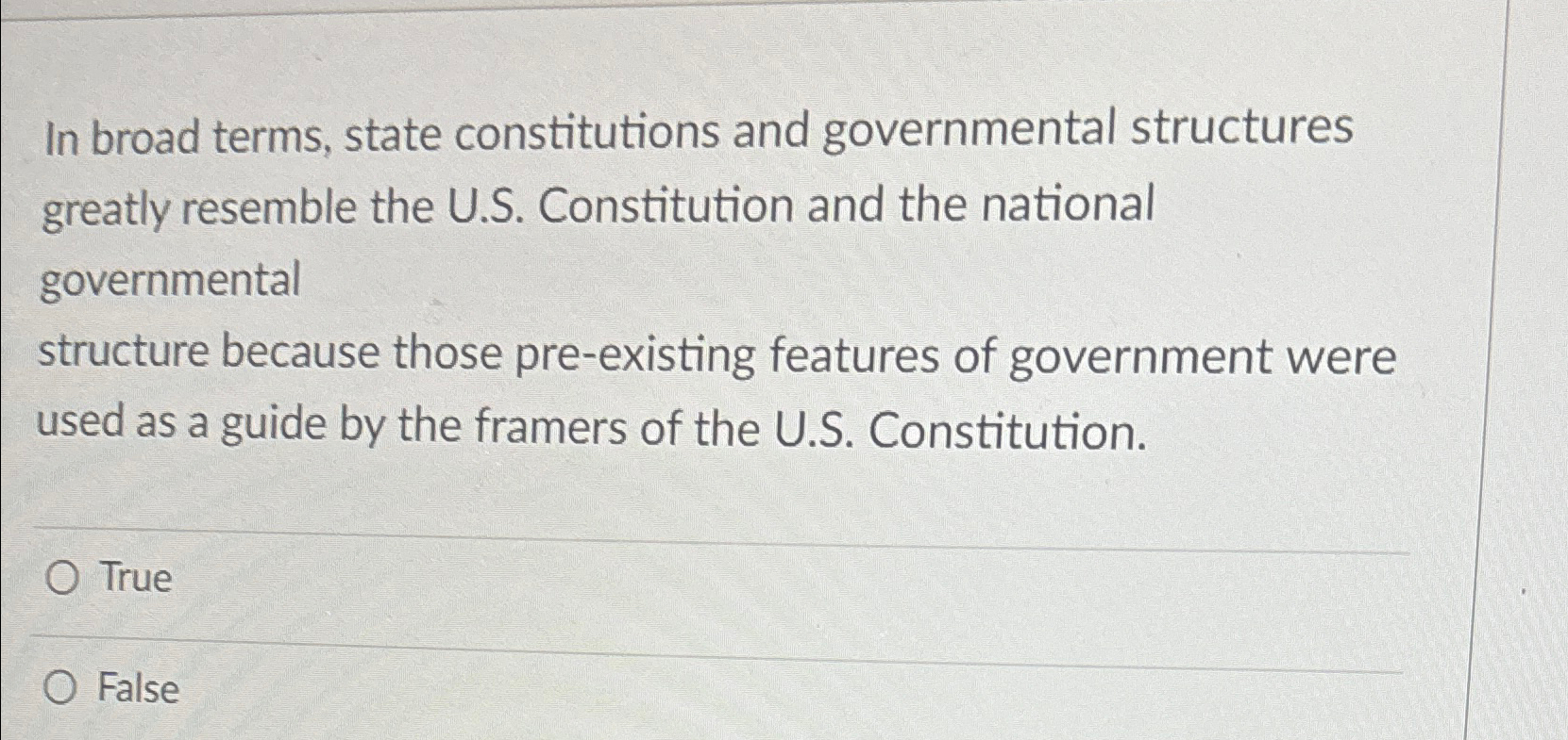 Solved In broad terms, state constitutions and governmental | Chegg.com