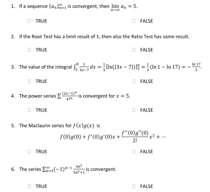 Solved 1. If a sequence {an}n=1 is convergent, then lim an = | Chegg.com