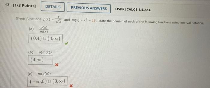 Solved Given functions p(x)=x1 and m(x)=x2−16, state the | Chegg.com