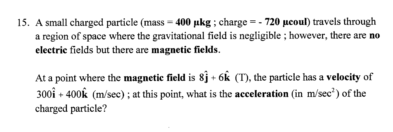 Solved A small charged particle (mass =400μkg; charge =-720μ | Chegg.com