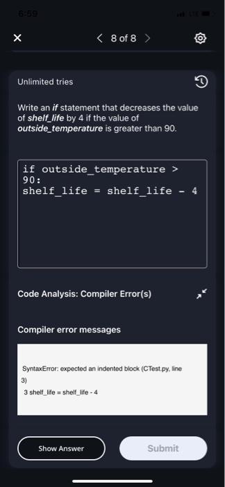 Solved write an if statement that decreases the value of | Chegg.com