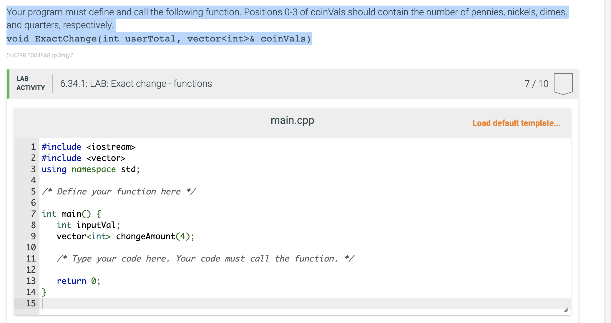 Solved in C++ ﻿Define a function called ExactChange that | Chegg.com