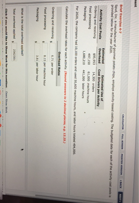 Solved CALCULATOR FULL SCREEN PRINTER VERSION BACK NEXT | Chegg.com