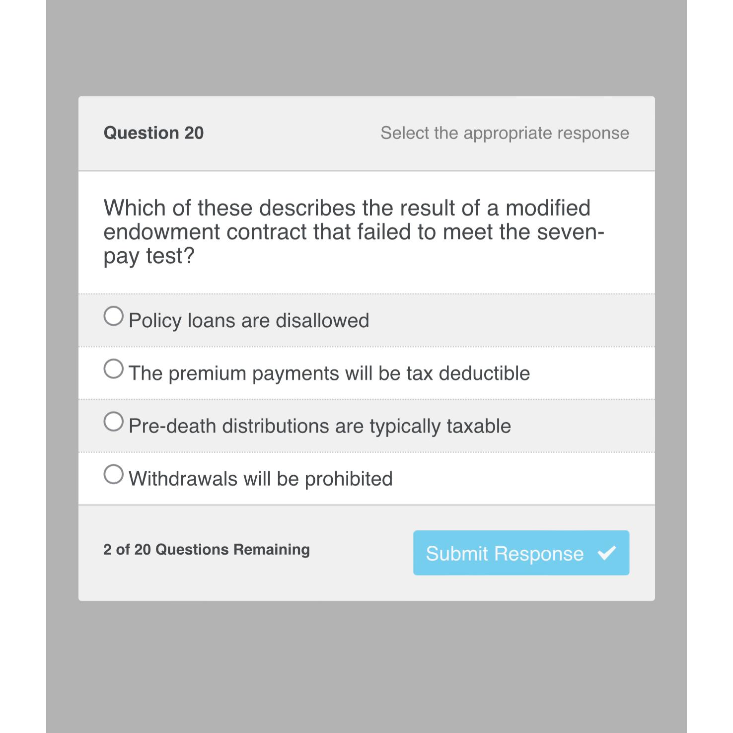 Solved Question 20Select the appropriate responseWhich of | Chegg.com