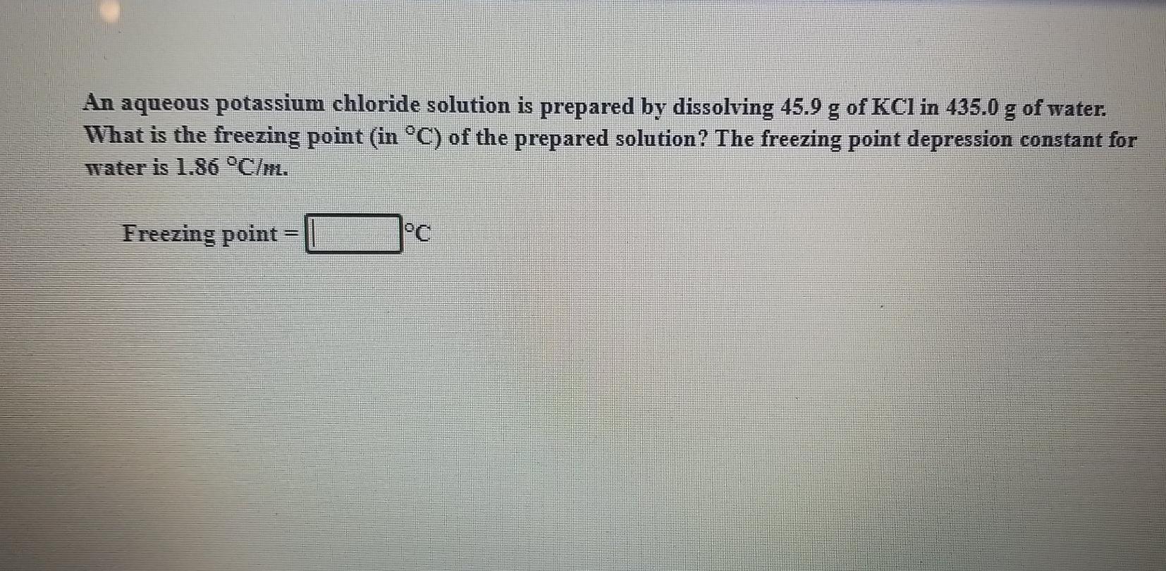 Solved An aqueous potassium chloride solution is prepared by | Chegg.com