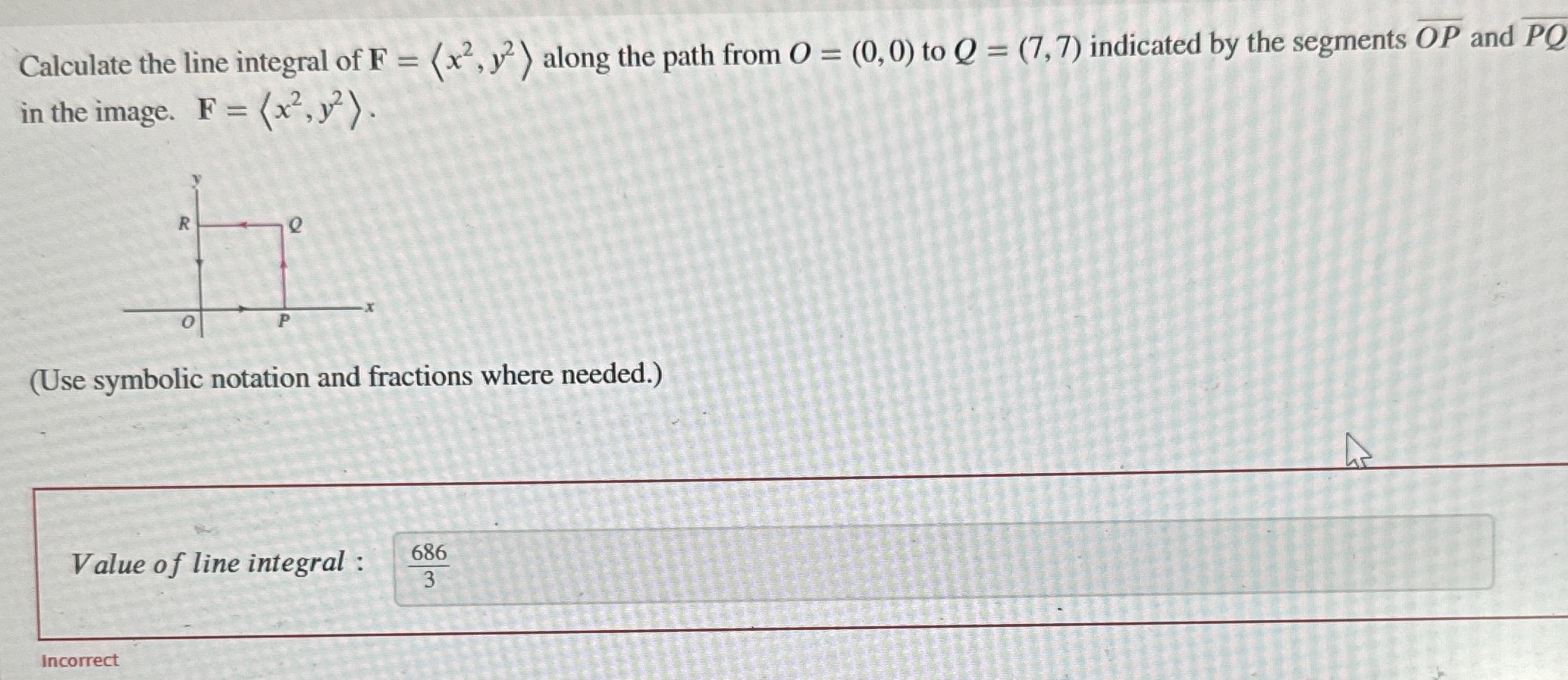 Solved Calculate the line integral of F=(:x2,y2:) ﻿along the | Chegg.com