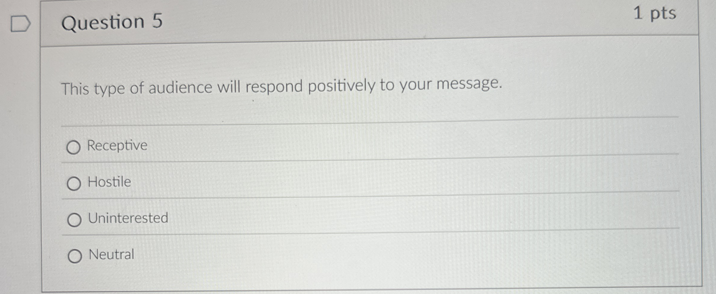 Solved Question 51 ﻿ptsThis type of audience will respond | Chegg.com