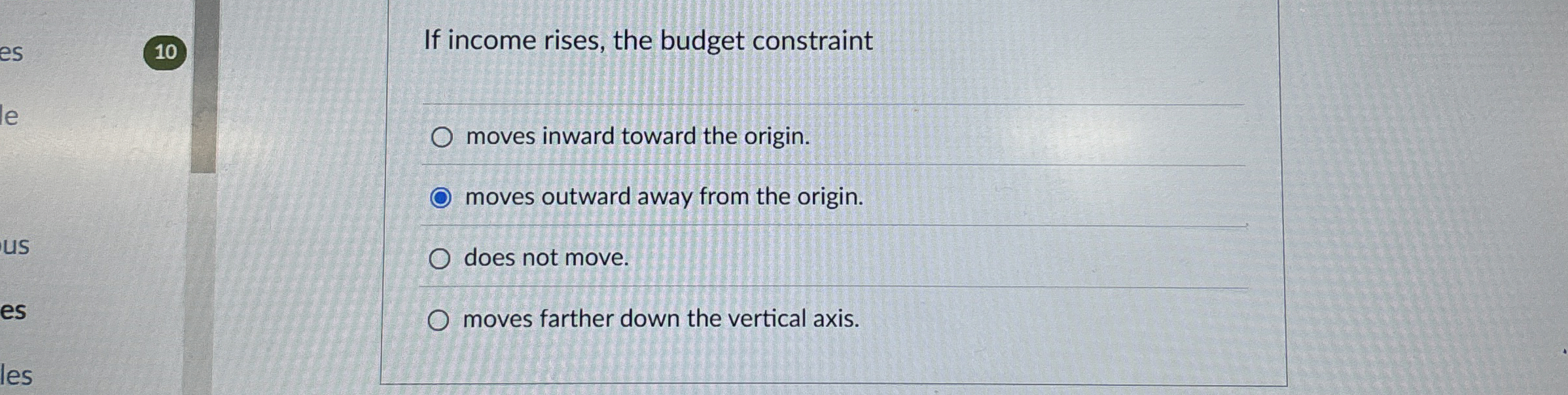Solved If income rises, the budget constraintmoves inward | Chegg.com