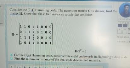Solved Consider the (7,4) ﻿Hamming code. The generator | Chegg.com