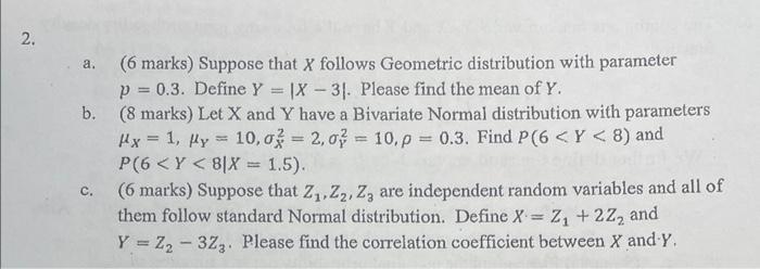 Solved A 6 Marks Suppose That X Follows Geometric