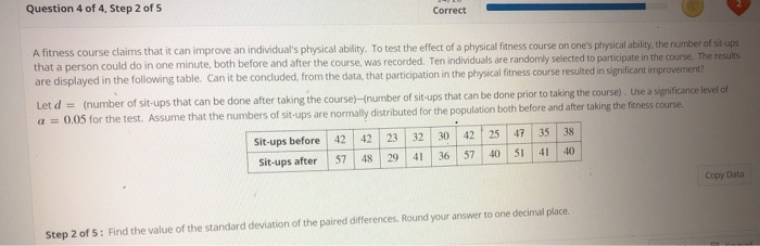 Solved Question 4 of 4. Step 2 of 5 Correct A fitness course | Chegg.com