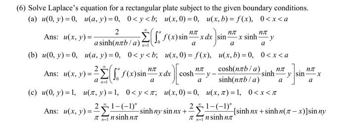 Solve Laplace's equation for a rectangular plate | Chegg.com
