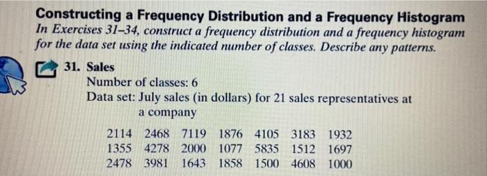 Solved Constructing a Frequency Distribution and a Frequency | Chegg.com