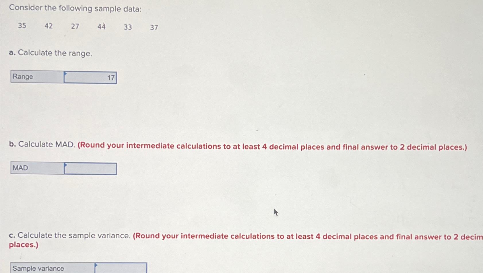 Solved Consider the following sample | Chegg.com