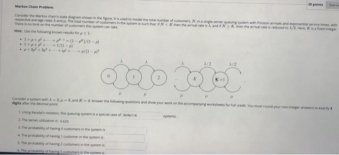 Solved 20 points Markov Chain Problem Consider the Markov | Chegg.com