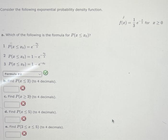 Solved Consider the following exponential probability | Chegg.com