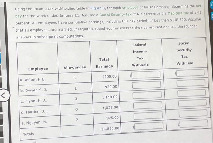 Using the income tax withholding table in Figure 3, | Chegg.com