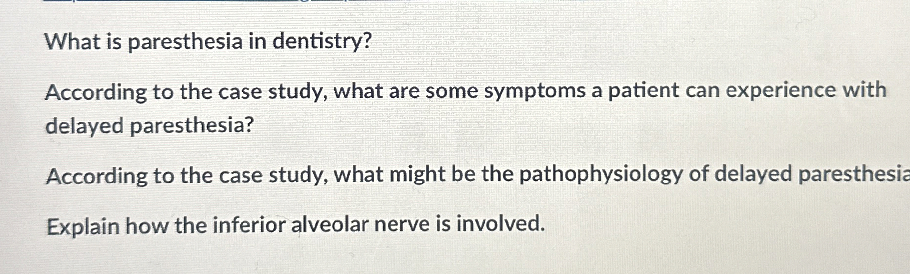Solved What is paresthesia in dentistry?According to the | Chegg.com