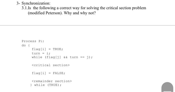 Solved 3- Synchronization: 3.1.Is the following a correct | Chegg.com