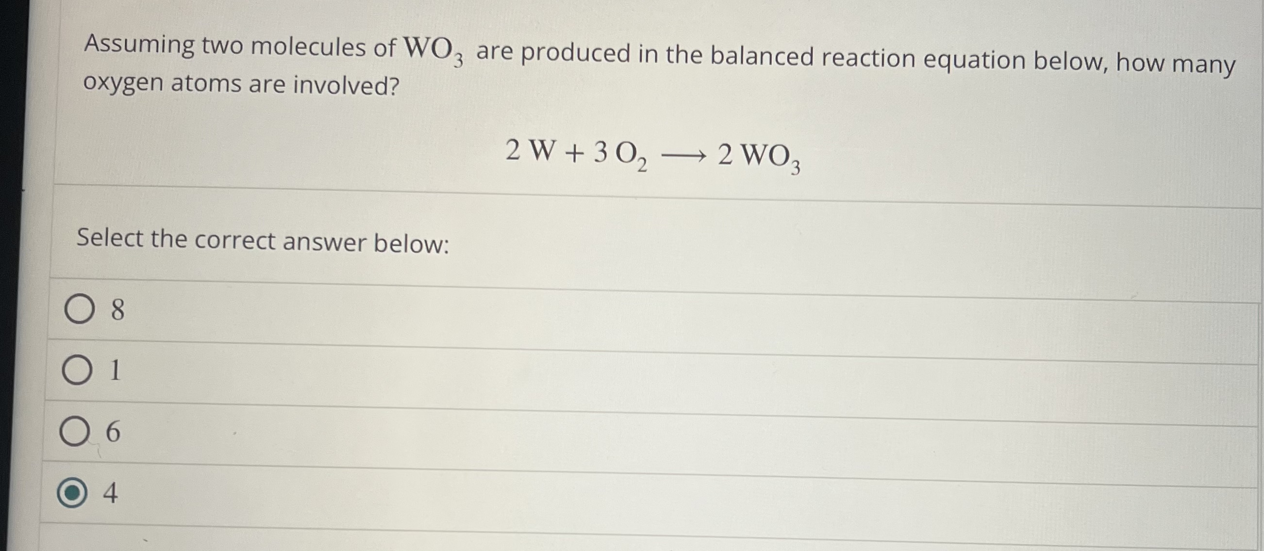 Solved Assuming two molecules of WO3 ﻿are produced in the | Chegg.com