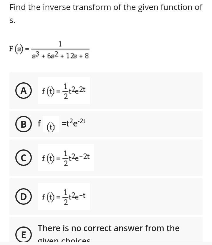 Solved Find the inverse transform of the given function of | Chegg.com