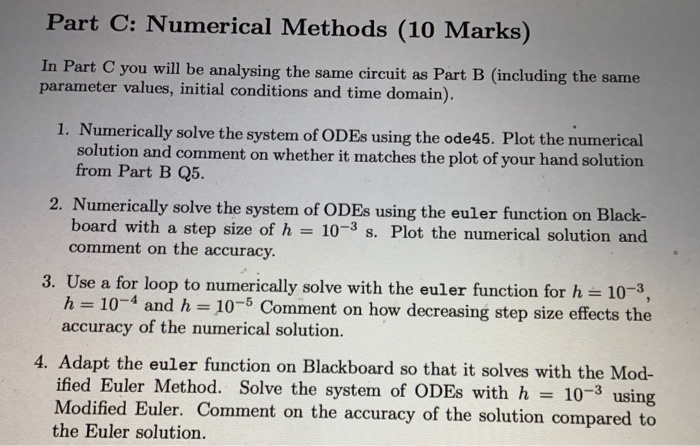 Solved Part C Numerical Methods 10 Marks In Part C You 9037