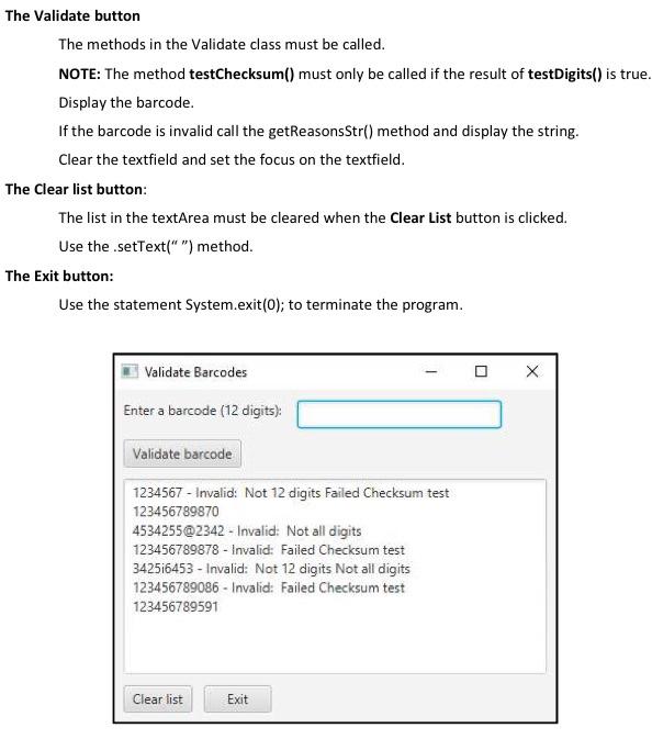 Solved The program must be used to do validation tests on | Chegg.com