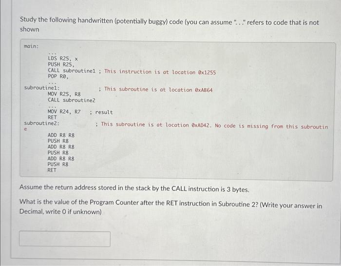 Solved Study the following handwritten (potentially buggy) | Chegg.com