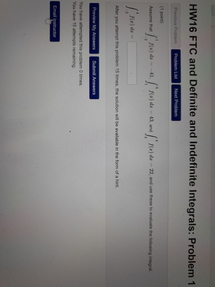 Solved HW16 FTC and Definite and indefinite Integrals: | Chegg.com