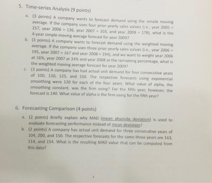 Solved 5 Time Series Analysis 9 Points A 3 Points A
