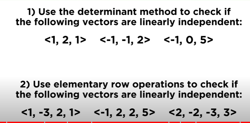 Solved Use the determinant method to check ifthe following | Chegg.com