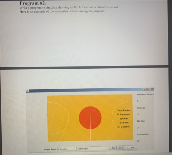 Solved Program #2 Write a program to simulate showing an NBA | Chegg.com