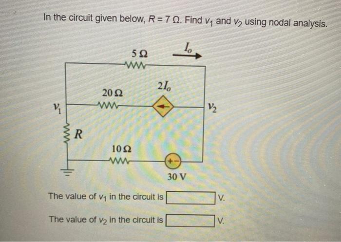 Solved In the circuit given below, R = 70. Find v4 and V2 | Chegg.com