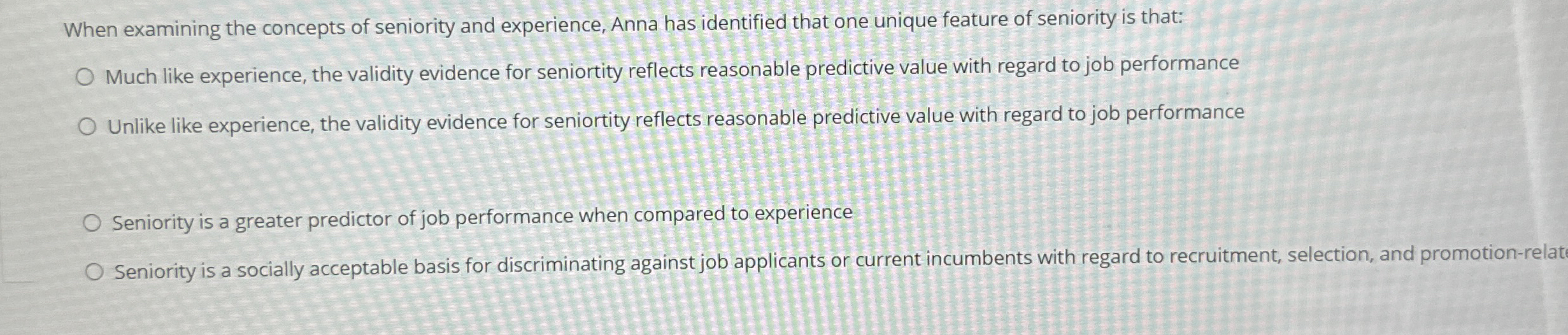Solved When examining the concepts of seniority and | Chegg.com