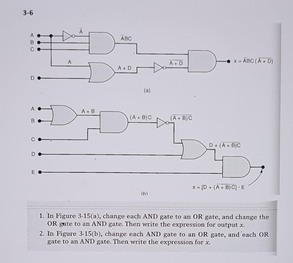 Solved 1. In Figure 3-15(a), change each AND gate to an OR | Chegg.com Solved 1. In Figure 3-15(a), change each AND gate to an OR | Chegg.com