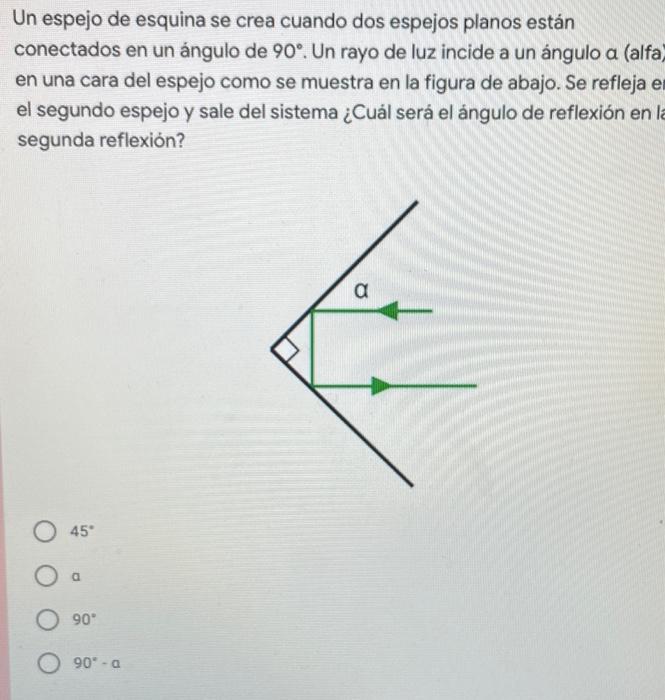 Solved A corner mirror is created when two plane mirrors are | Chegg.com