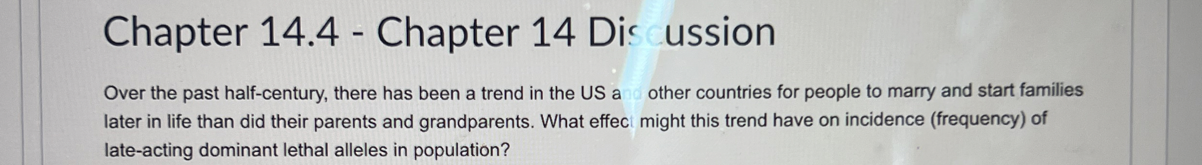 Solved Chapter 14.4 - ﻿Chapter 14 ﻿Dis ussionOver the past | Chegg.com