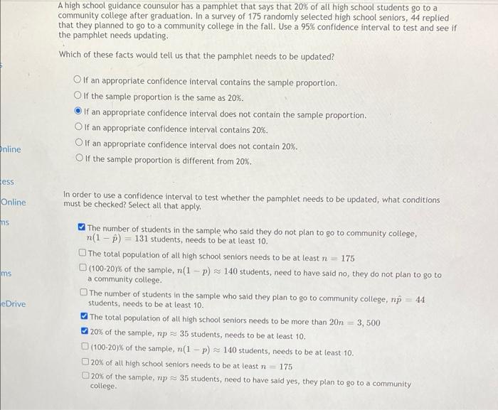 Solved A high school guidance counsulor has a pamphlet that | Chegg.com