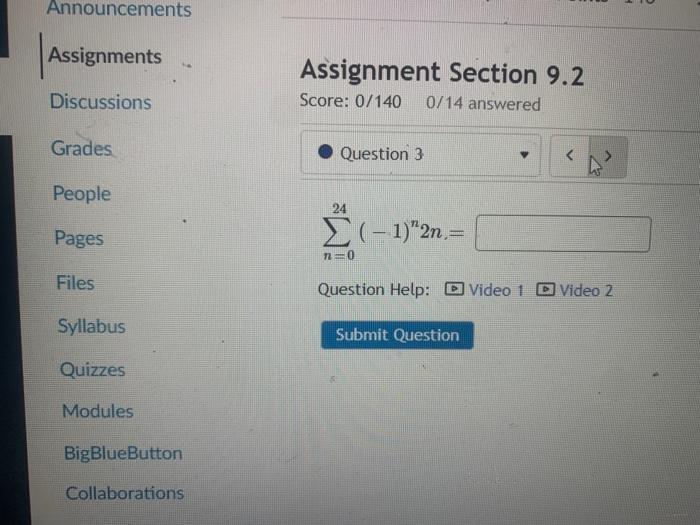 Solved Announcements Assignments 9 Discussions Grades People | Chegg.com