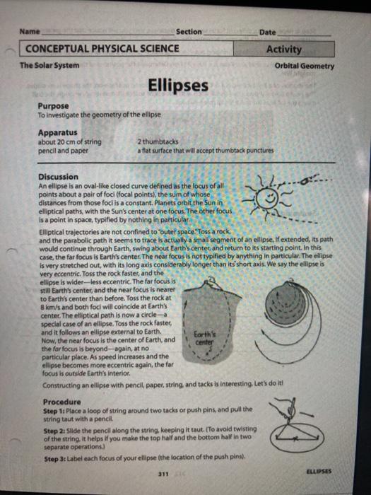 Solved Date Name Section CONCEPTUAL PHYSICAL SCIENCE The | Chegg.com