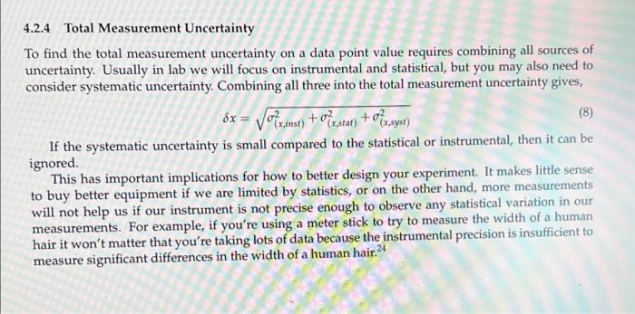 Solved Please calculate the Total Uncertainty at the bottom | Chegg.com